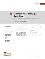 Intro S4HANA Using GBI Case Study FI Fiori En V3 2 Docx CASE STUDY Financial Accounting FI