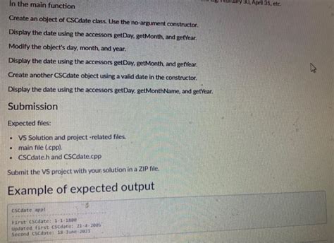 Solved Create The Cscdate Class Cscdate Hand Cscdatecpp