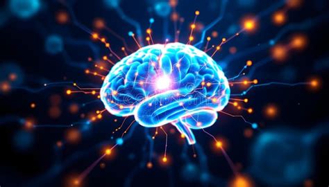 Glowing Human Brain Neural Network Digital Art Stock Illustration