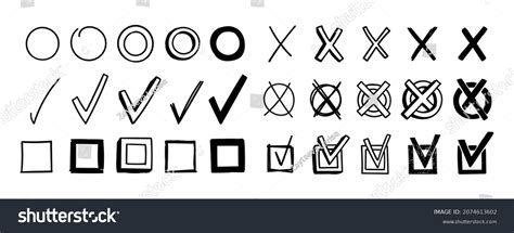 Set Round Square Doodle Checkboxes Hand Drawn Stock Vector Royalty Free 2074613602 Shutterstock