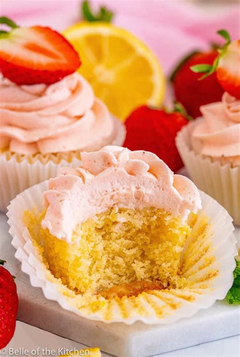 Strawberry Lemon Cupcakes Belle Of The Kitchen