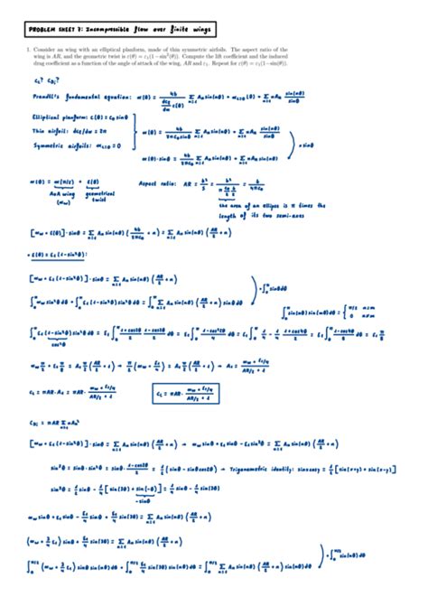 Problem Sheet Incompressible Flow Over Finite Wings Pdf