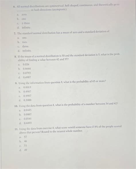 Solved 6 All Normal Distributions Are Symmetrical