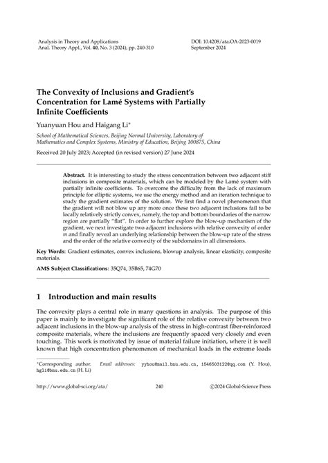 global science press the convexity of inclusions and gradient s