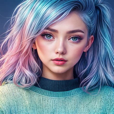 Blue Hair Wallpaper 4k Asian Girl Ai Art Blue Eyes