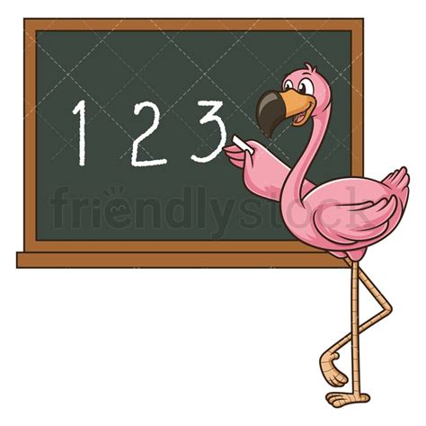 Flamingo Writing Numbers On Chalkboard Vector Illustration FriendlyStock