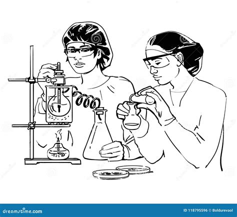 Two Female Scientists With Test Tubes Stock Vector Illustration Of Experiment Chemist 118795596