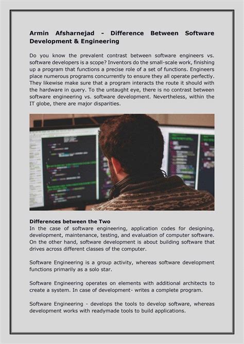 Armin Afsharnejad Difference Between Software Development