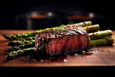 Premium Ai Image Juicy Steak Rare Beef With Spices On A Wooden Board