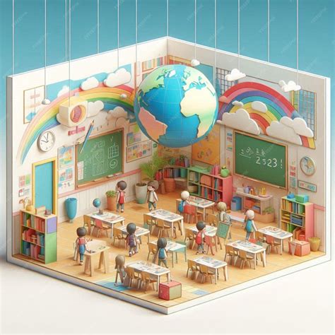 Beautiful Colorful Classroom Back To School Premium Ai Generated Image