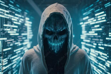 Ai Ghost Hacker Neural Network Wears Hooded Cloak Analyses Your Big Data Personal Banking