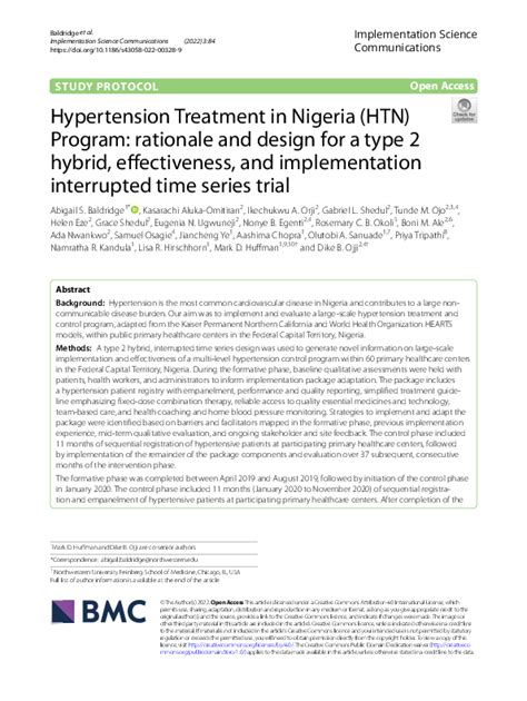 Pdf Hypertension Treatment In Nigeria Htn Program Rationale And