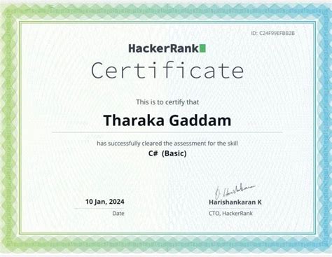 Tharaka Siva Venkata Lakshmi Gaddam On Linkedin Hackerrank