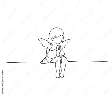 Angel Continuous Line Art Drawing Vector Illustration Stock Vector Adobe Stock