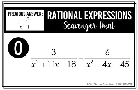 Rational Expressions Operations Scavenger Hunt All Things Algebra®
