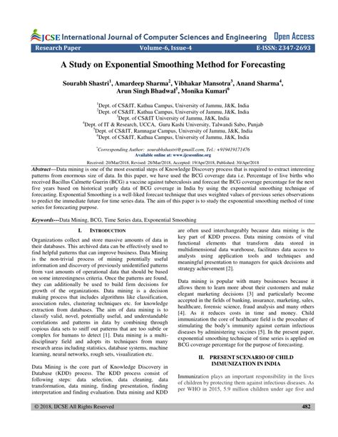 PDF A Study On Exponential Smoothing Method For Forecasting