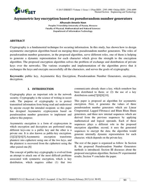 asymmetric key encryption based on pseudorandom number generators pdf public key