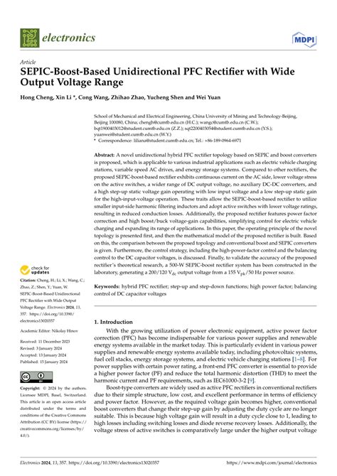Pdf Sepic Boost Based Unidirectional Pfc Rectifier With Wide Output Voltage Range