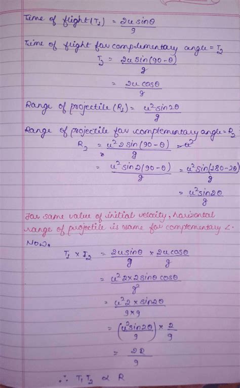 a projectile can have the same range r for two angles of projection it