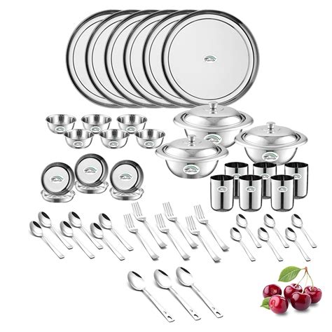 Chakmak Dinner Set Steel 51 Pcs Kitchen Set For Home Stainless