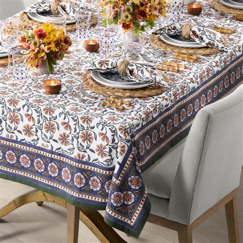 Large Scale Block Printed Tablecloth Williams Sonoma
