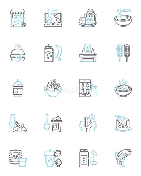 Food Production Sector Linear Icons Set Agriculture Harvest