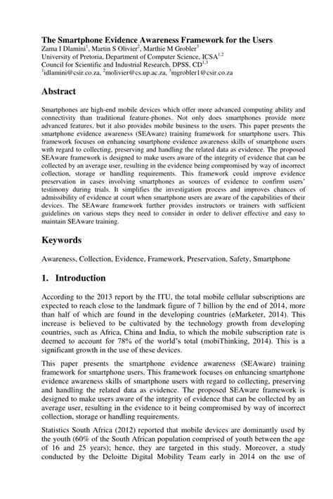 Pdf The Smartphone Evidence Awareness Framework For The Users