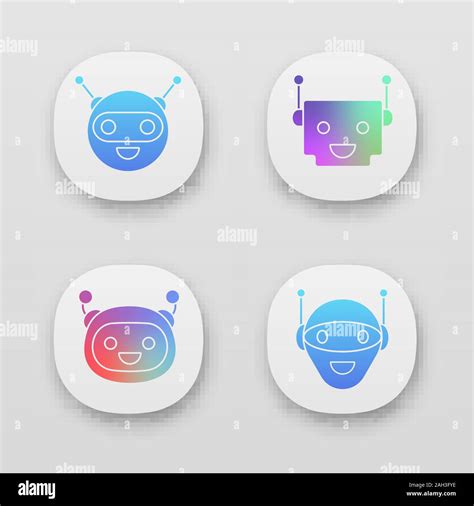 Chatbots App Icons Set Uiux User Interface Talkbots Laughing