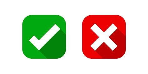 Checkmark And X Or Confirm And Deny Square Icon Button For Apps And