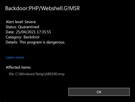 Backdoorphpwebshellgmsr — Virus Removal Guide