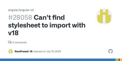 Cant Find Stylesheet To Import With V18 · Issue 28058 · Angularangular Cli · Github