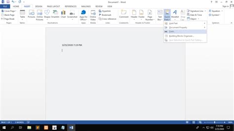 how to insert date in word documents office 2013 16 19