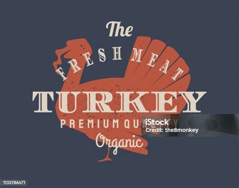 유제품 및 육류 사업 정육점 시장에 대 한 빈티지 터키 기호입니다 소 실루엣 템플릿 스탬프 배지 라벨 신선한 칠면조 벡터