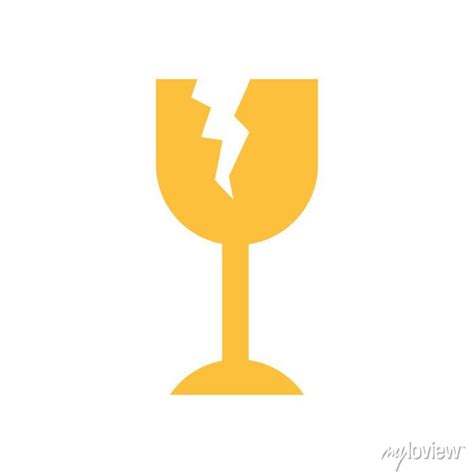 White Background With Fragile Packaging Symbol Broken Wine Glass
