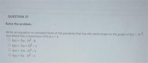 Solved Solve The Problem Write An Equation In Standard Form Chegg