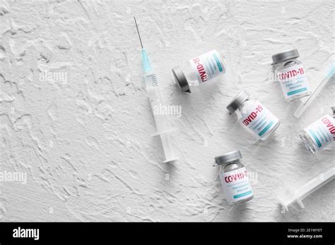 Vaccine For Immunization Against Covid 19 On Light Background Stock