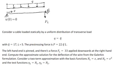 Solved Consider A Cable Loaded Statically By A Uniform