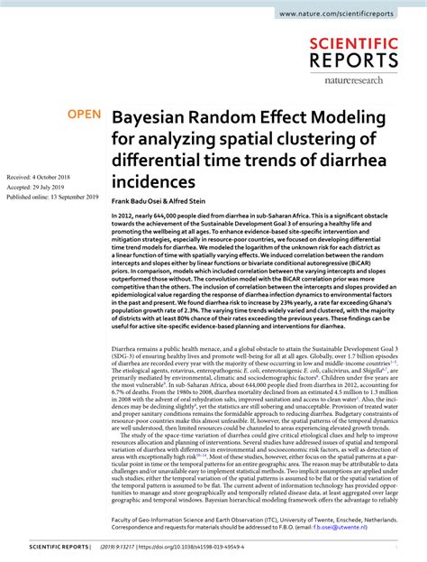 Pdf Bayesian Random Effect Modeling For Analyzing Spatial Clustering Of Differential Time