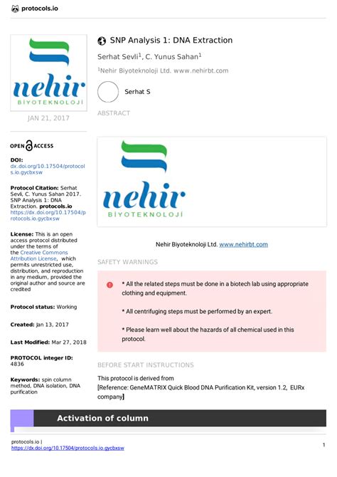 PDF SNP Analysis DNA Extraction V