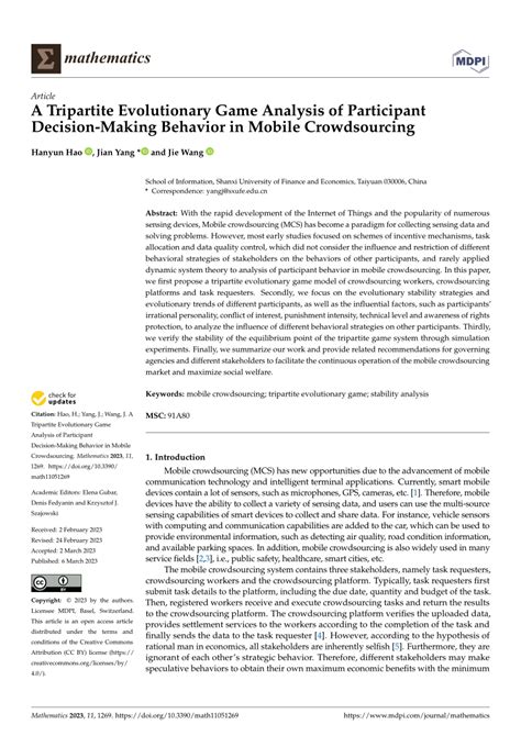 Pdf A Tripartite Evolutionary Game Analysis Of Participant Decision
