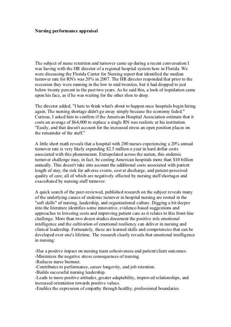 Performance Review Examples Nursing At Frances Storey Blog