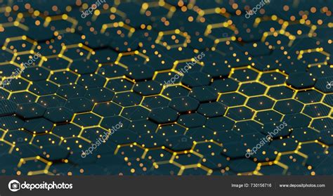 abstract illuminated hexagonal pattern bokeh effects dark backgroun