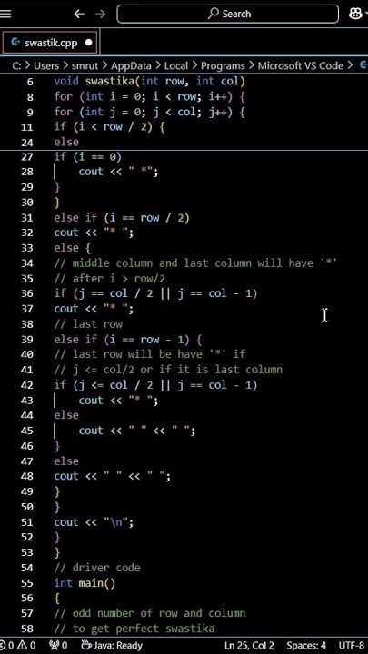 C Program To Print Swastik Patternshorts Coding Internship