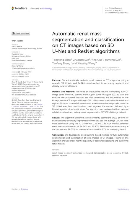 Pdf Automatic Renal Mass Segmentation And Classification On Ct Images