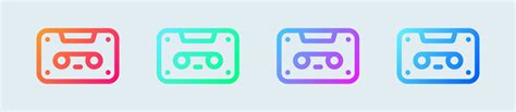 Cassette Line Icon In Gradient Colors Mixtape Signs Vector Illustration 10684991 Vector Art At