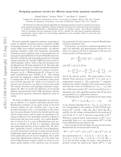 PDF Quantum Circuit Design For Efficient Simulations Of Many Body Quantum Dynamics