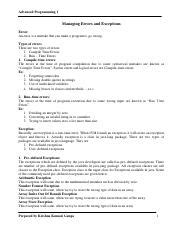 Exception Handling In Advanced Programming Errors Types And Course