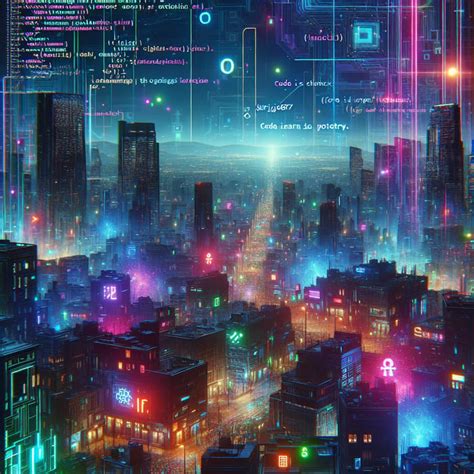 Futuristic Cyberpunk Cityscape With Neon Lights Coding Journey Art