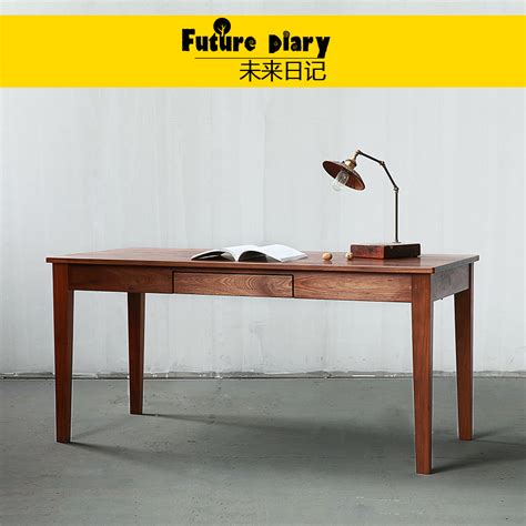未来日记黑胡桃木书桌全实木书房桌子原木电脑桌设计台简约带抽屉 虎窝淘