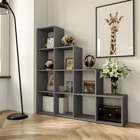 ᐉ Стеллаж на 10 ячеек для книг и декора Moreli Gt 40 143х28х142 см Антрацит • Купить в Киеве